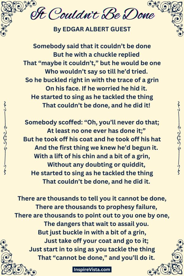It Couldn’t Be Done - By Edgar Albert Guest - Inspire Vista