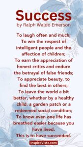 Success - By Ralph Waldo Emerson - Inspire Vista